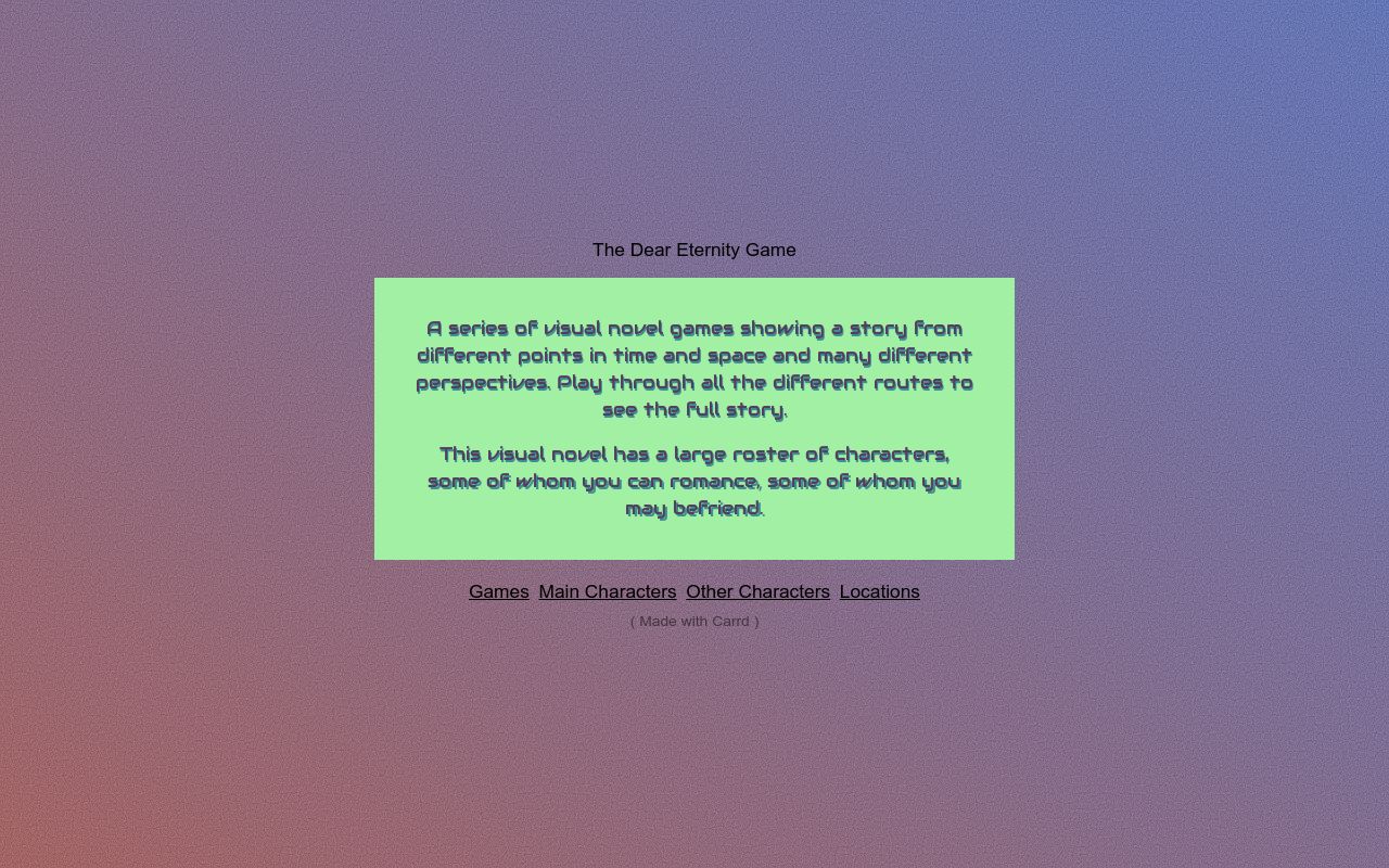 The Dear Eternity Game